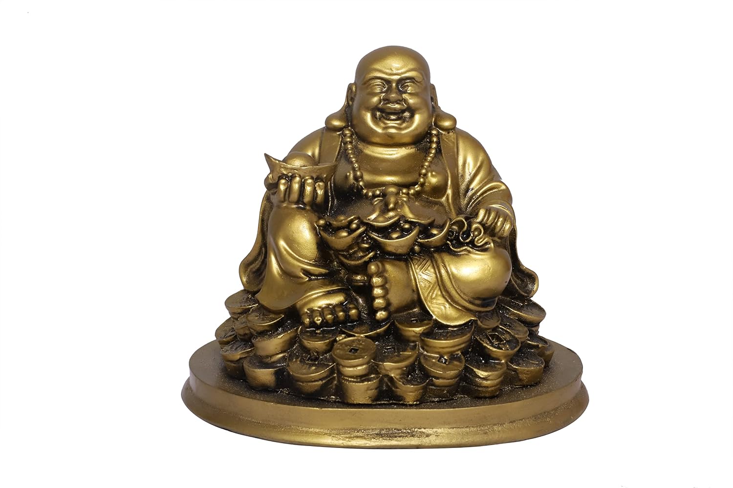 Bro Mart Laughing Buddha sentado en la suerte Monedas de dinero con ...