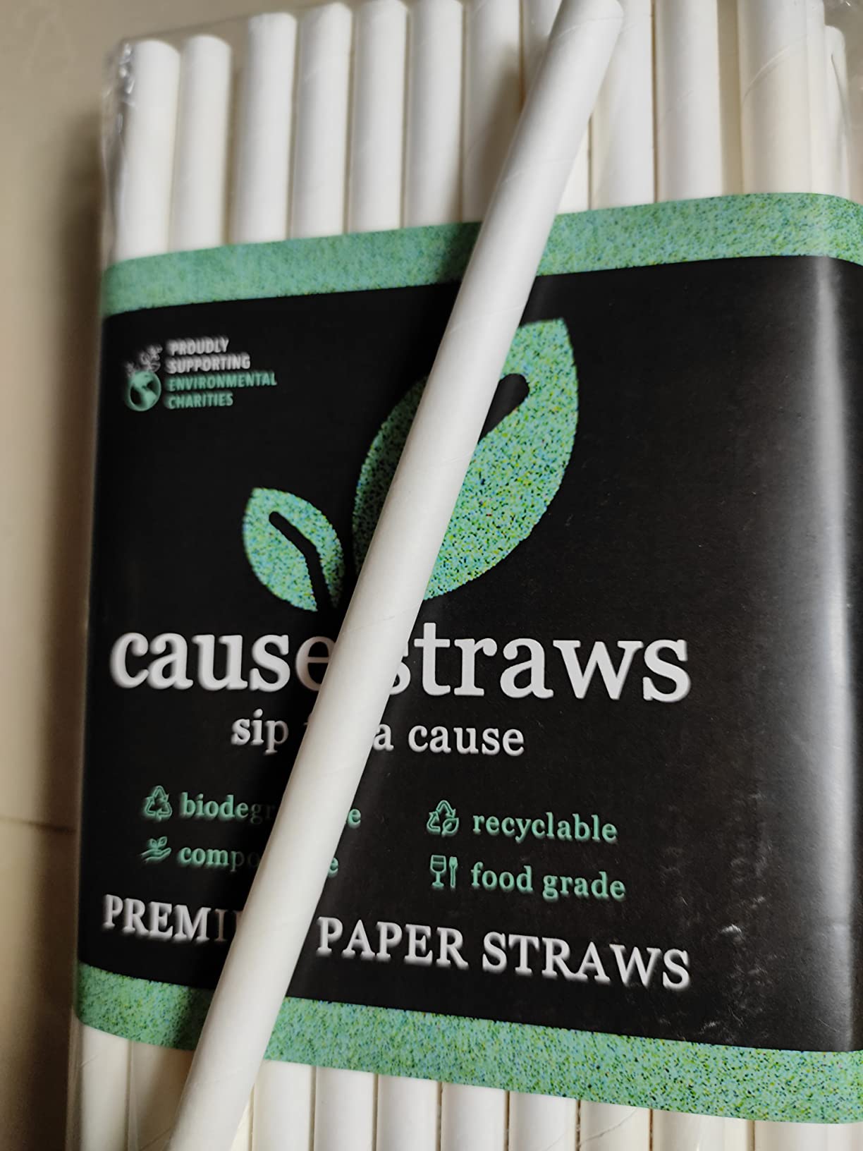 Cause Straws - Biodegradable Premium Drinking Straws | 100 Straws (8mm ...