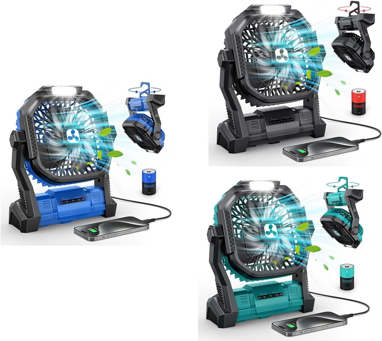 Amazon.com: Portable Fan Rechargeable 3 Packs, Cordless Battery Powered ...