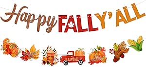 Amazon.com: HOWAF Glitter Happy Fall Y'all Banner, Colorful Glittery ...