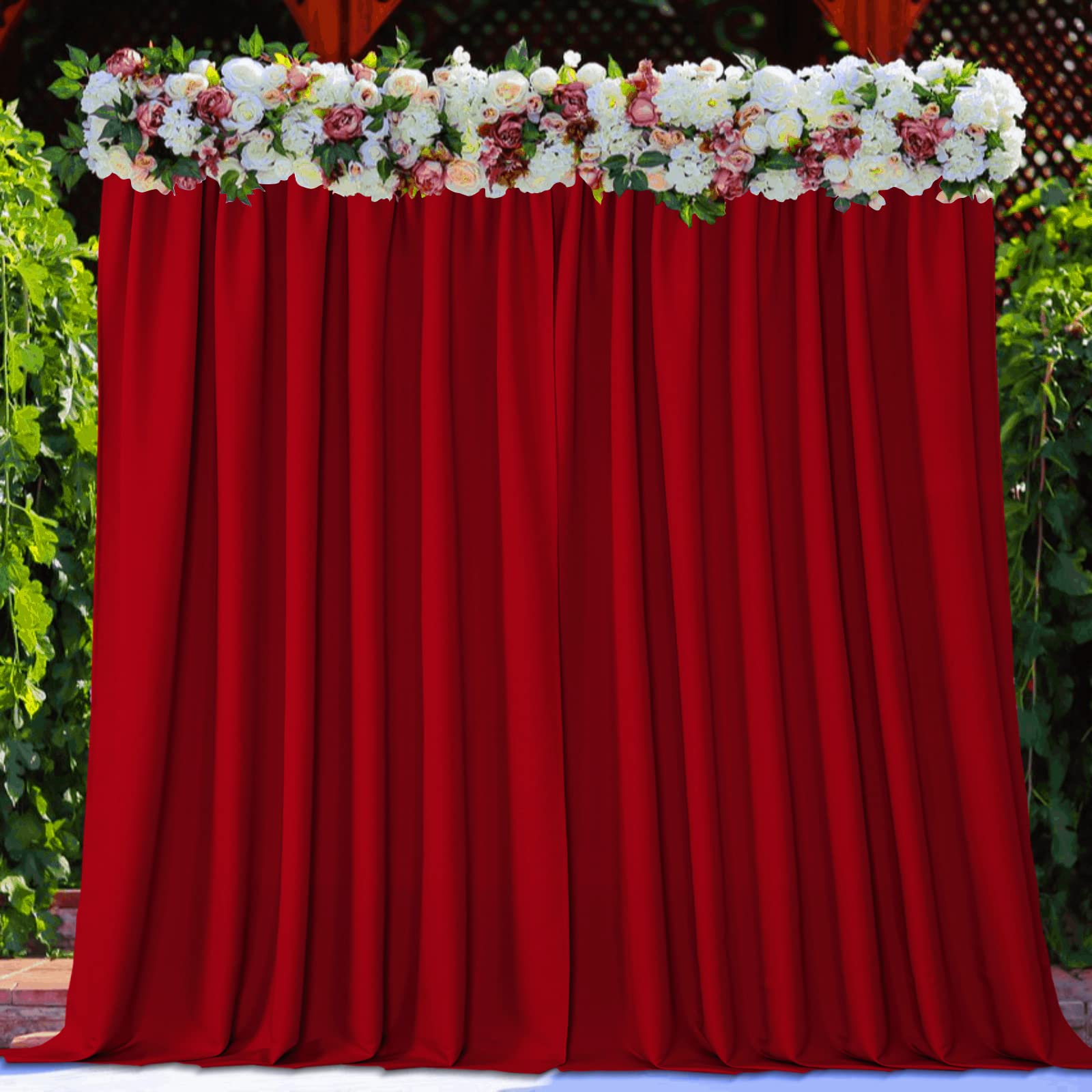 Amazon.com : Joydeco Red Backdrop Curtain for Parties, Photography ...