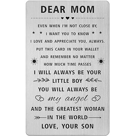 Amazon.com : BAZLJY Mothers Day Card for Mom - Steel Engraved Gifts for ...