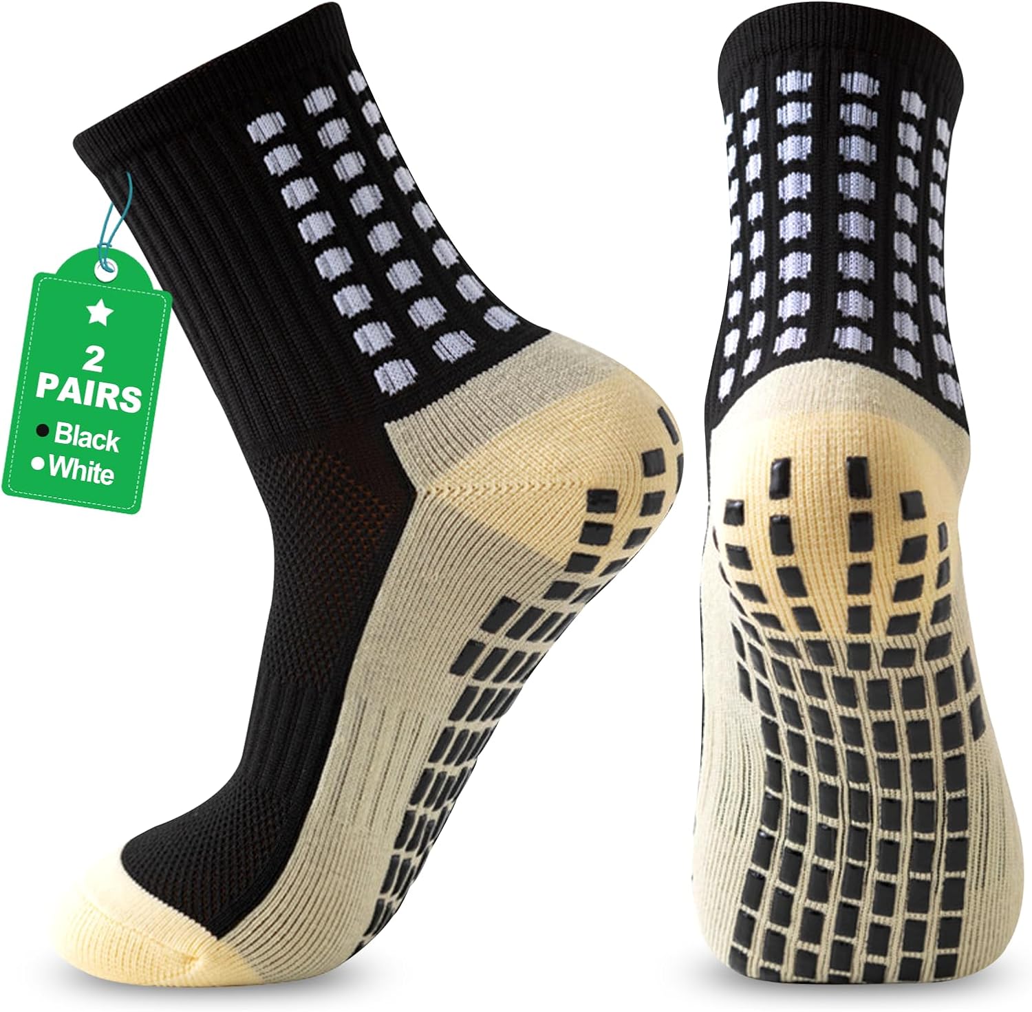 Grip Socks Football,2 Pairs Anti-slip Sports Socks for Men Women ...