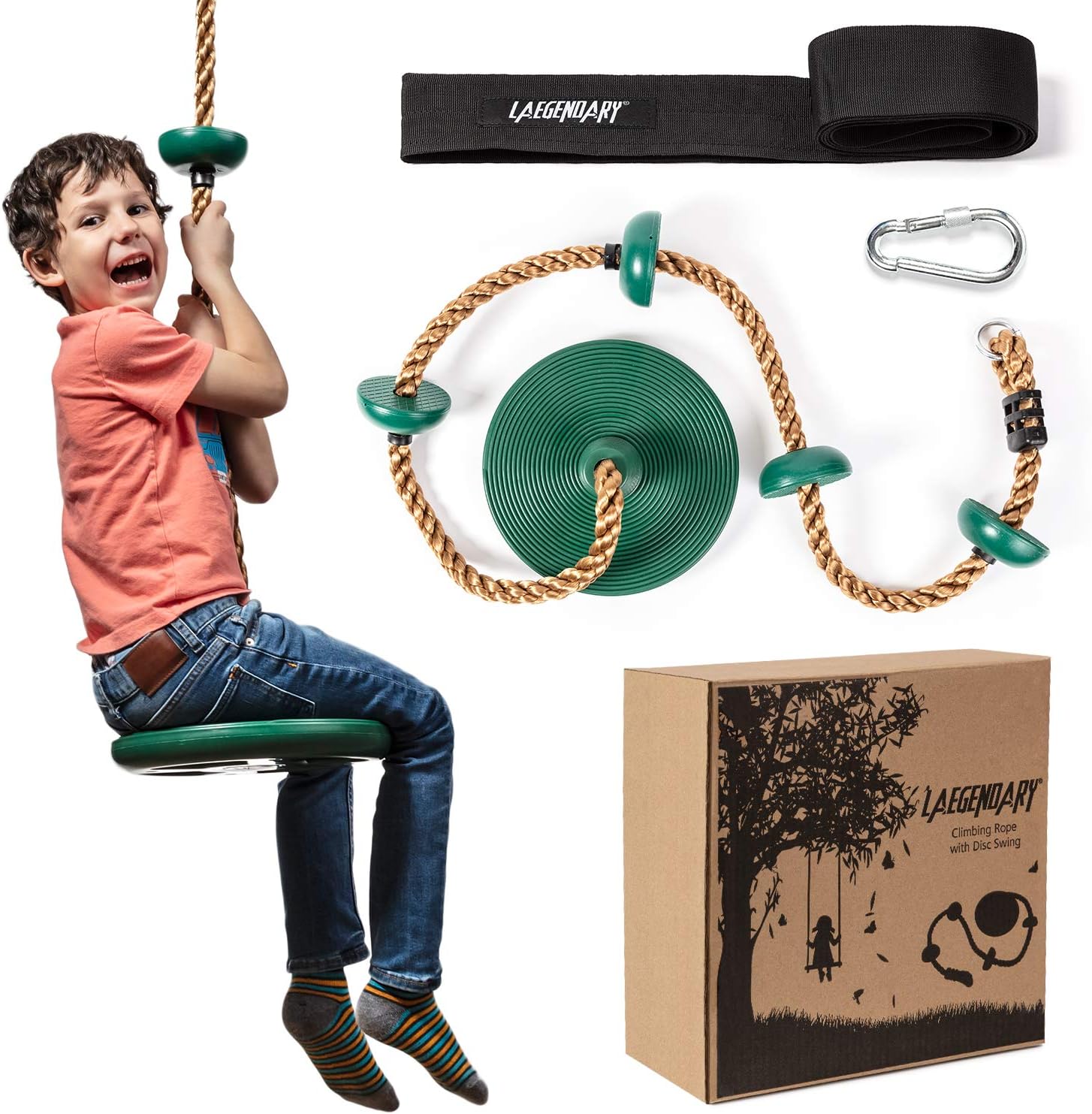 Amazon.com: LAEGENDARY Climbing Rope Tree Swing with Platforms and Disc ...