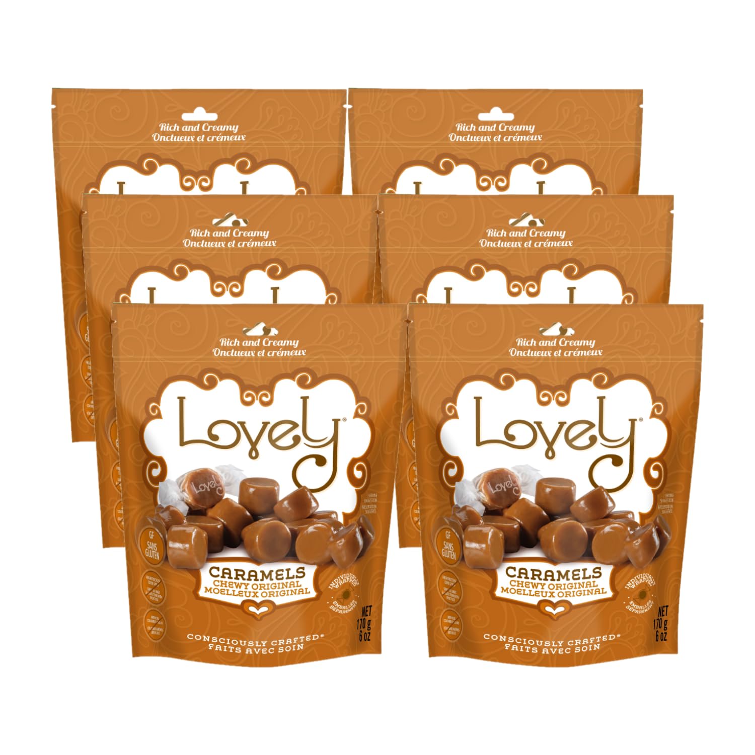 Amazon.com : Lovely Candy Soft and Chewy Original Caramels 6oz (6-Pack ...