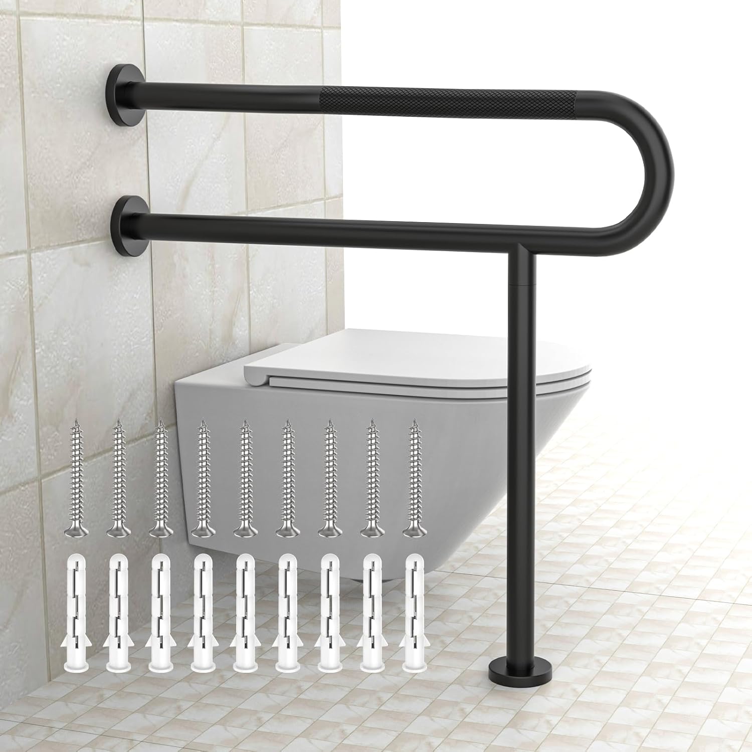 Amazon.com: Toilet Support Rail 31.3X 31.5 Inch, Munzong Anti-Slip ...