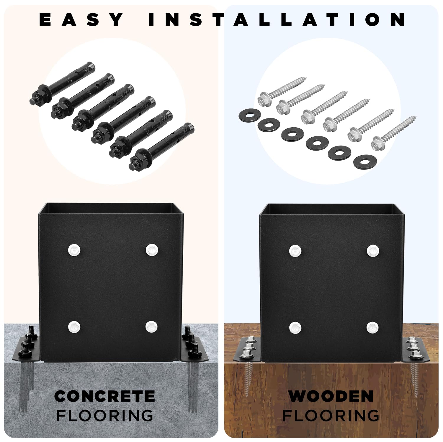 Snapklik.com : WIMART 6x6 Post Base, Inner Size 55"x55"Deck Post Base ...