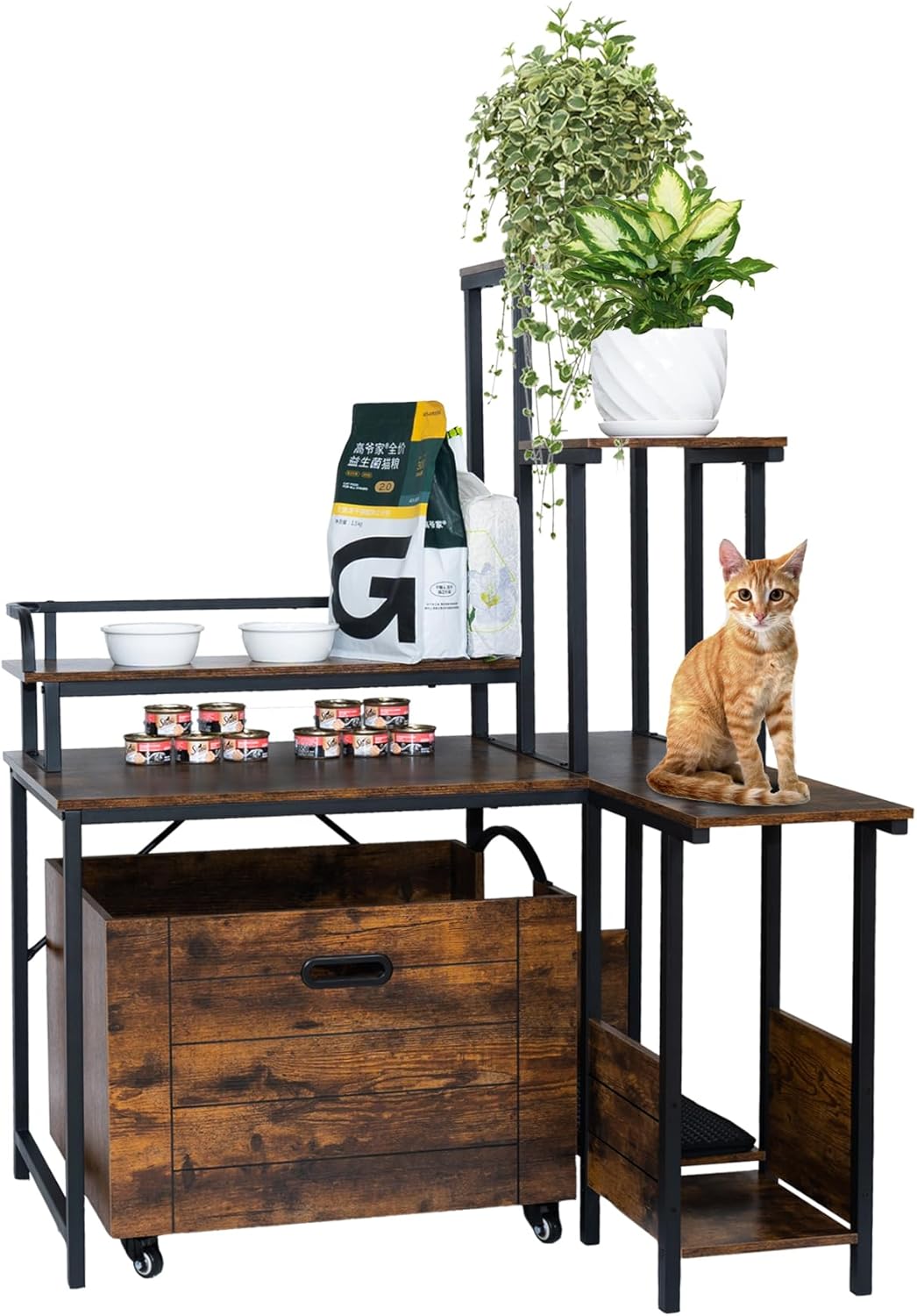 Amazon.com : GAOMON Cat Litter Box Enclosure Furniture with Flower ...