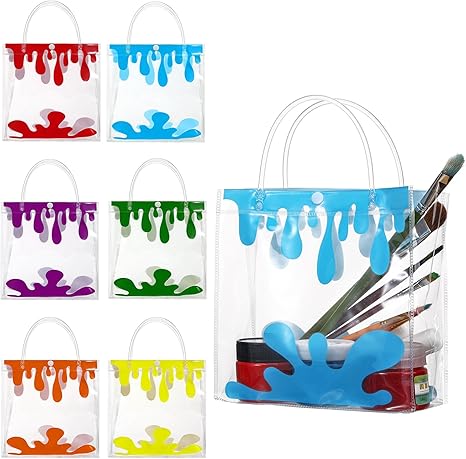 Amazon.com: Sweetude 24pcs Clear Art Paint Party Favor Bags PVC Plastic ...