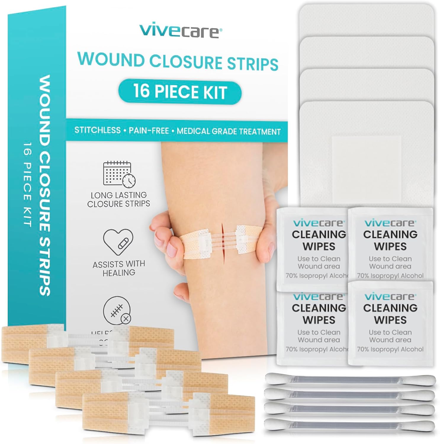 Amazon.com: ViveCare Emergency Wound Closure Device Kit 4 Pcs ...