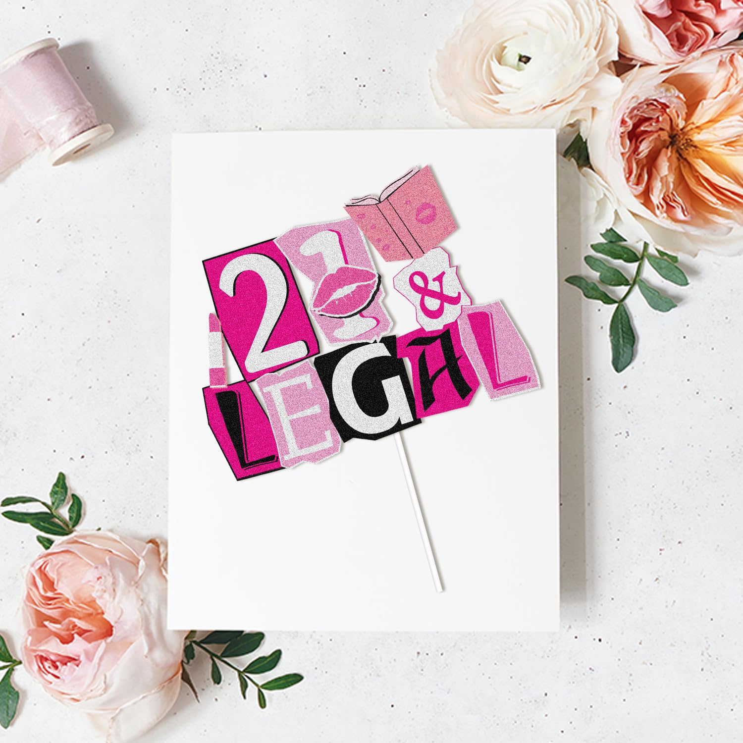 Snapklik.com : 21 & Legal Pink Girls Happy 21st Birthday Cake Topper ...