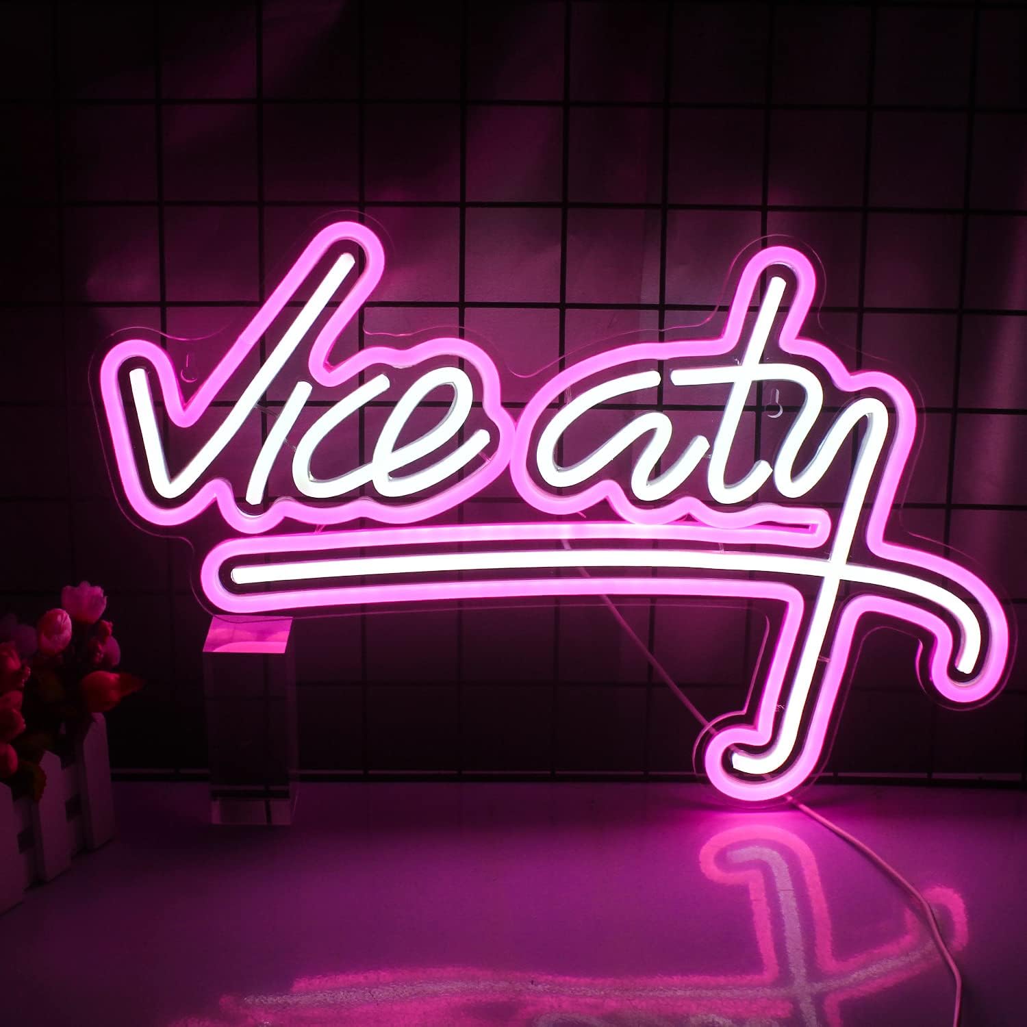 Amazon.com : Vice City Neon Sign Pink Led Sign for Bedroom Wall Decor ...