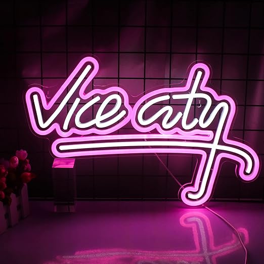 Amazon.com : Vice City Neon Sign Pink Led Sign for Bedroom Wall Decor ...