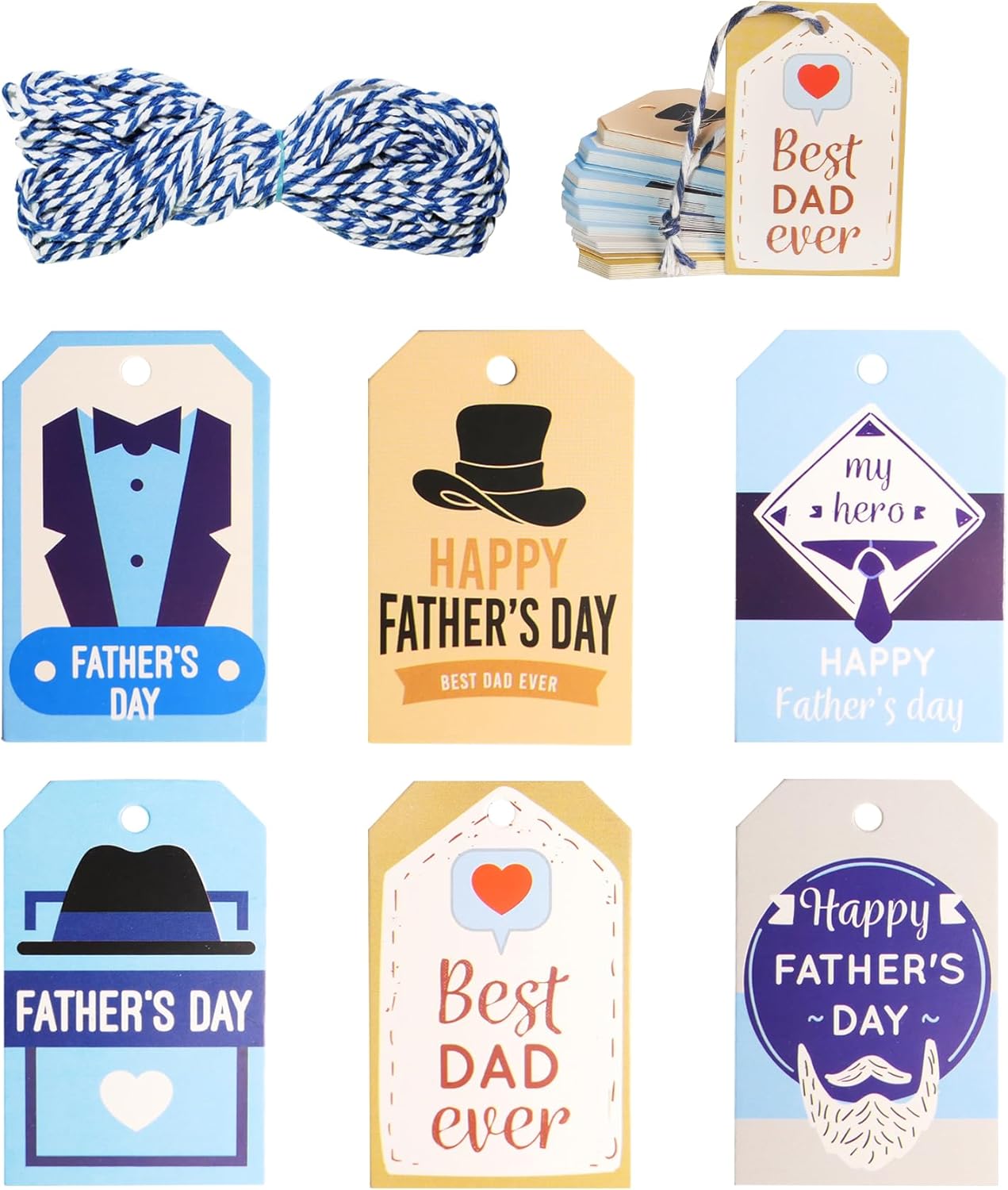 Amazon.com : HADDIY Happy Father's Day Gift Tags,60 Pcs Father's Day ...