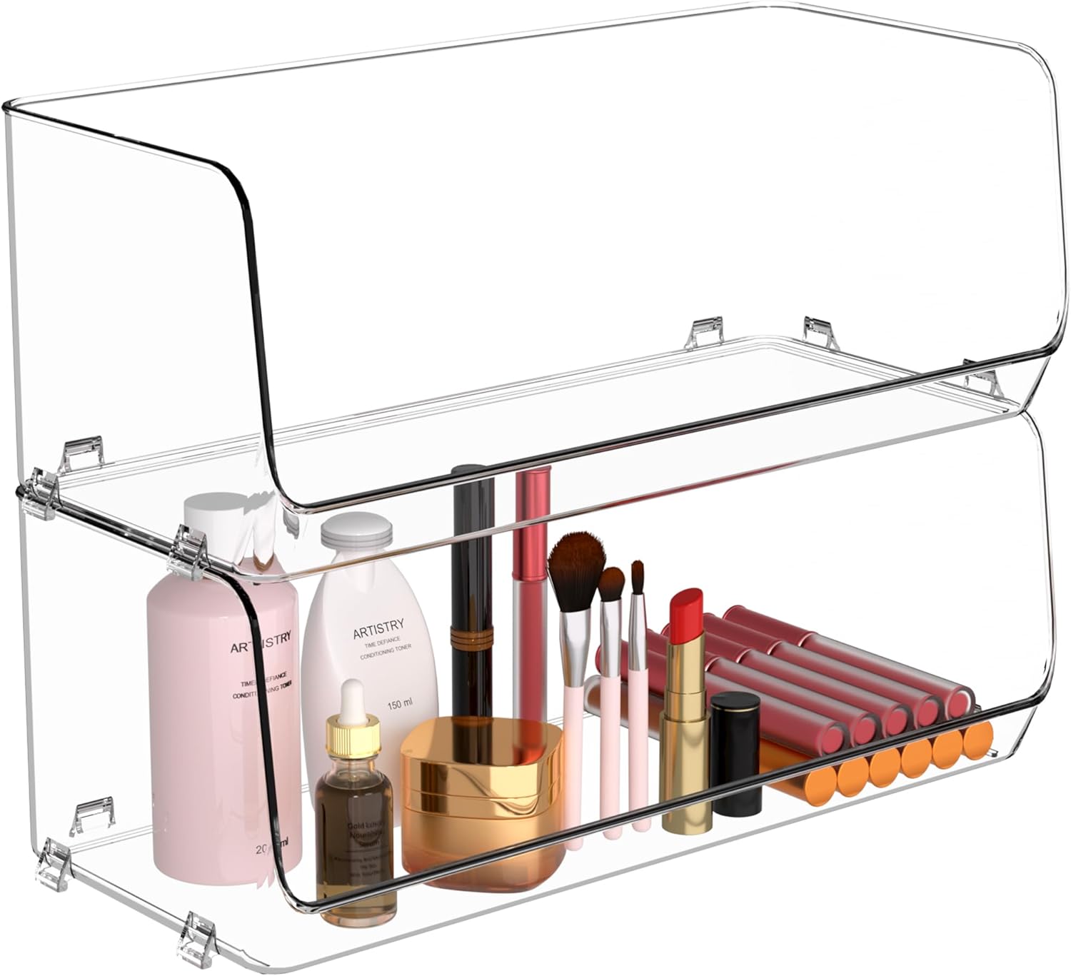 Amazon.com: STARLATTA 2Pcs Stackable Storage Bins Open Front,Plastic ...