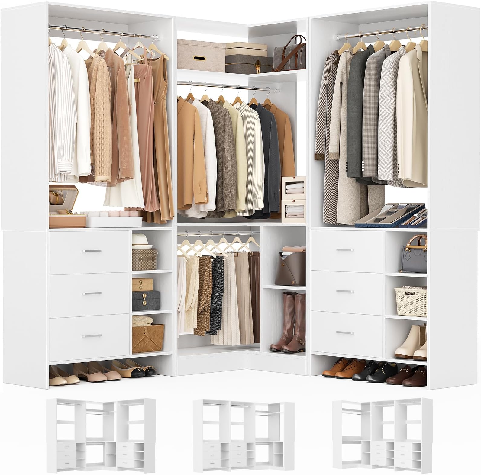 Amazon.com: Unikito 86” Closet System, Modular Corner Closets Organizer ...