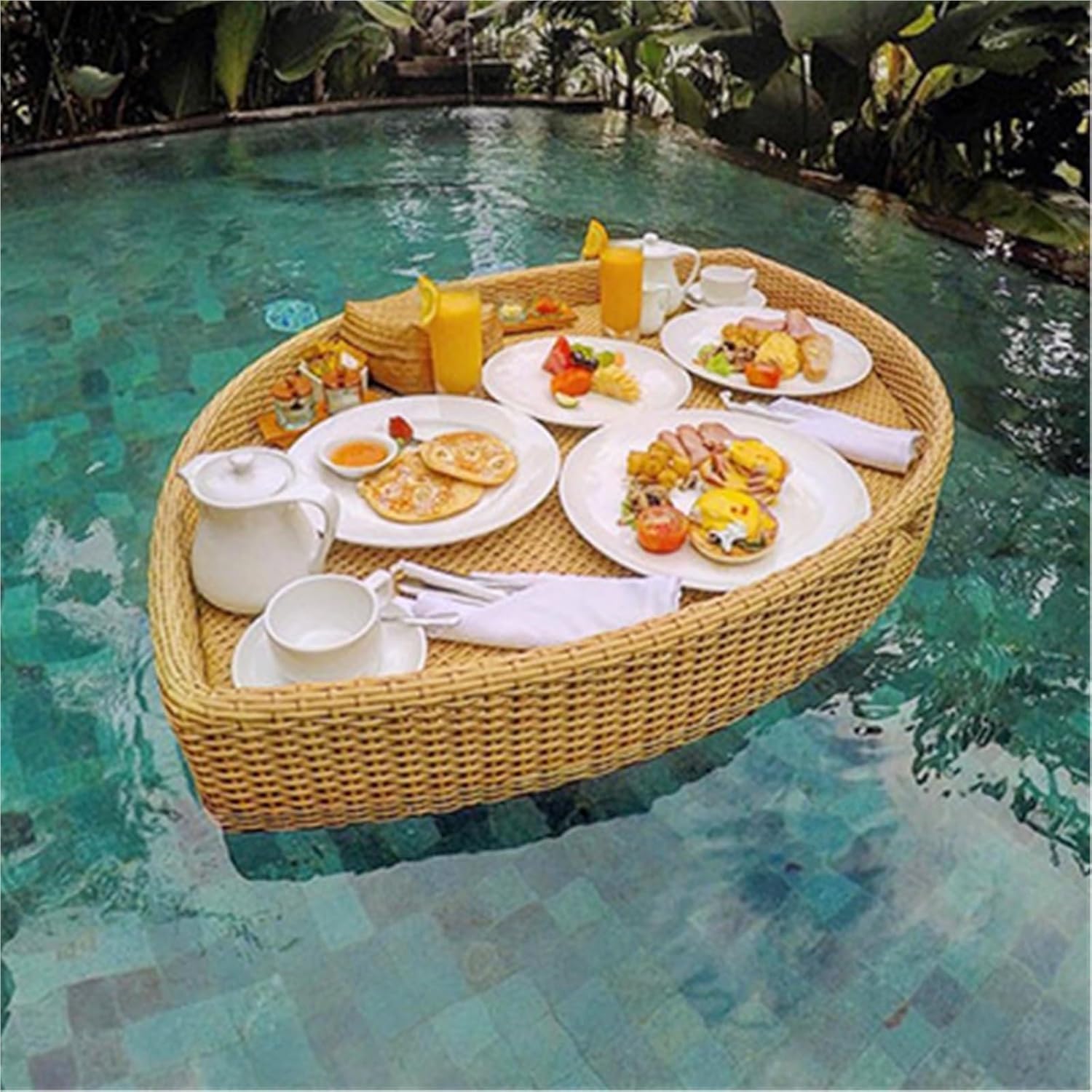 Amazon.com: MDXYZ Swimming Pool Floating Tray, Rattan Woven Floating ...
