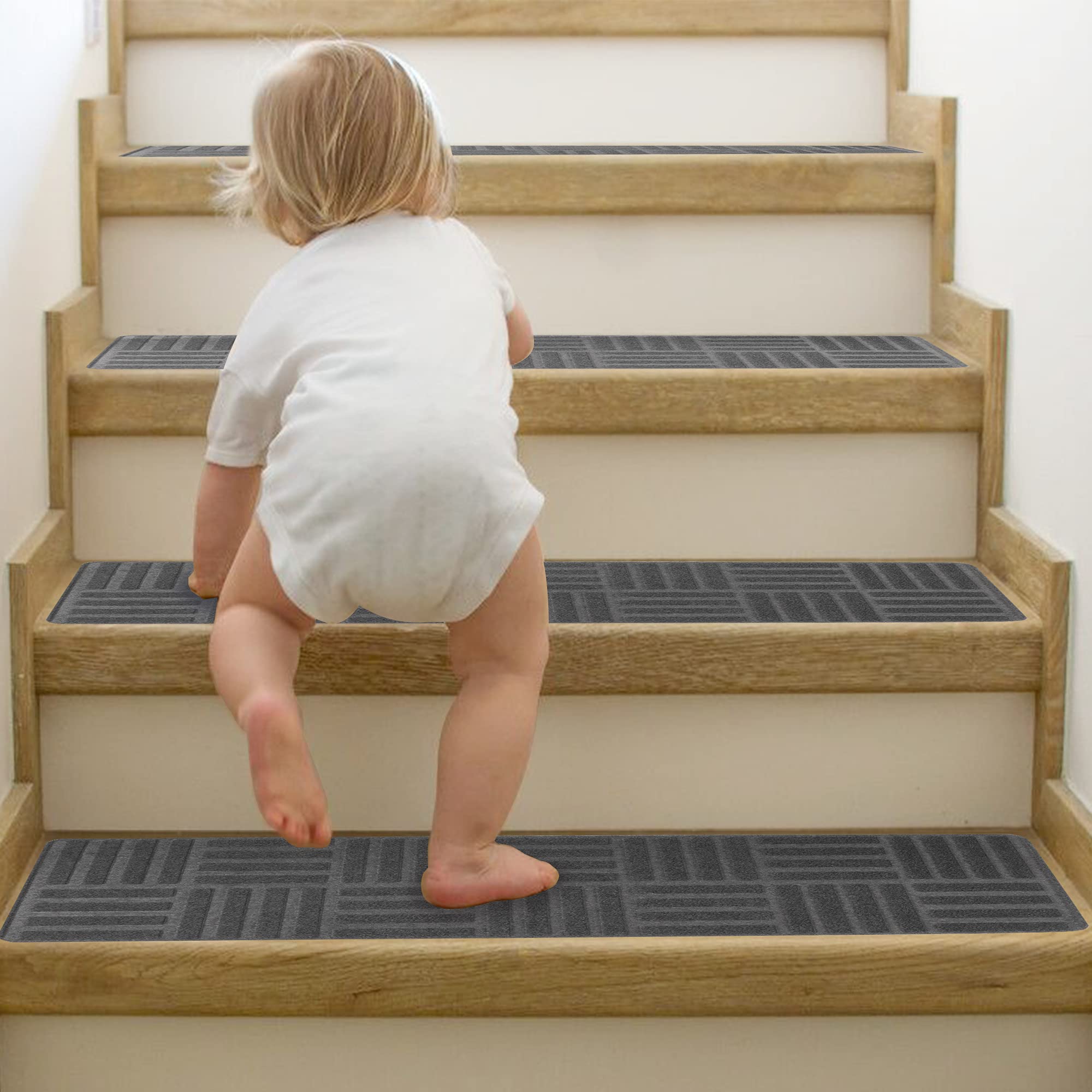 Set of 14 Non-Slip Stair Treads for Wooden Steps, Stair Treads Carpet ...