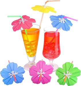 Amazon.com: Umbrella Drink Straws Gift,Long Cocktail Drink Umbrellas ...
