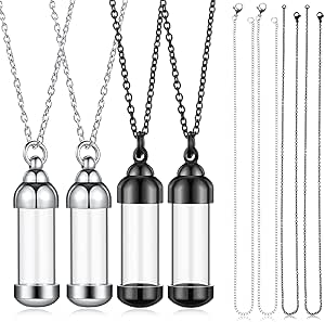 Amazon.com: MTLEE 4 Glass Vial Necklace Pendant Set Include 4 Stainless ...