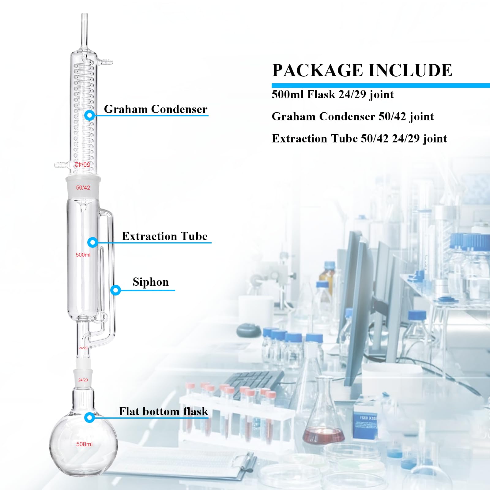 Snapklik.com : MXBAOHENG 500ml Soxhlet Extractor Kit Soxhlet Extraction ...