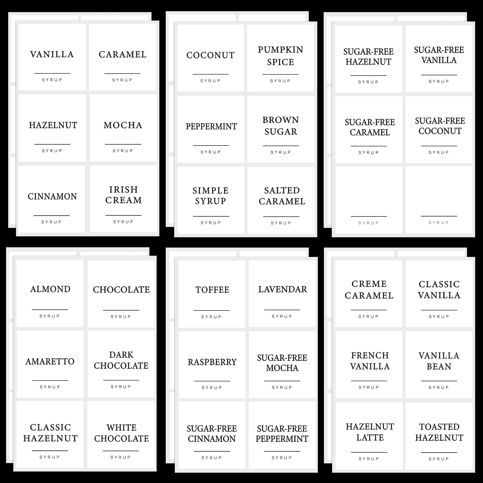 Amazon.com : GSCWLD 72PCS Coffee Syrup Labels for Coffee Bar,Waterproof ...