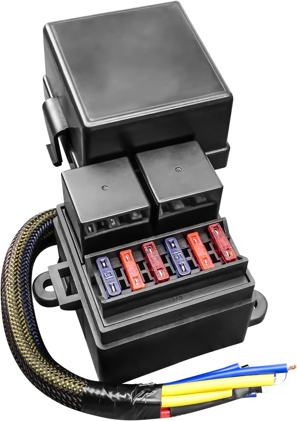 12V Waterproof Relay Box 6 Way Fuse Box Pre-Wired 12 AWG 6 Slot ATC/ATO ...