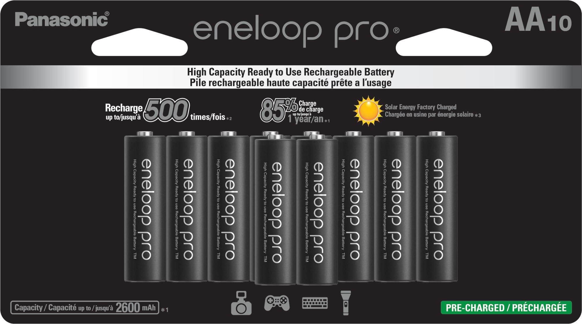 Amazon.com: Eneloop Panasonic BK-3HCCA10FA pro AA High-Capacity Ni-MH ...