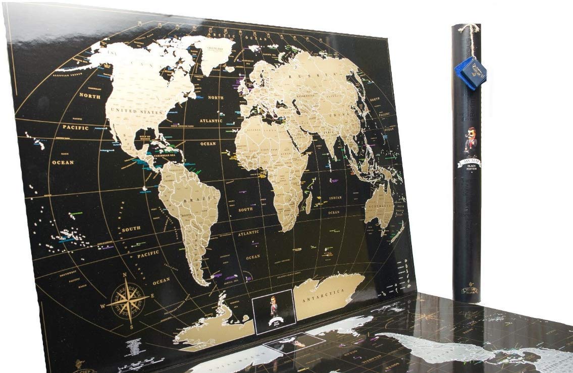 Buy My Deluxe Black Scratch Off World Detailed Laminated Push PIN Trip ...