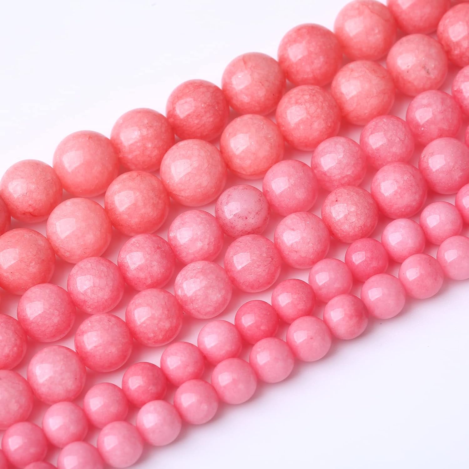 Amazon.com: 45PCS 8MM Natural Pink Jade Stone Beads Energy Healing ...
