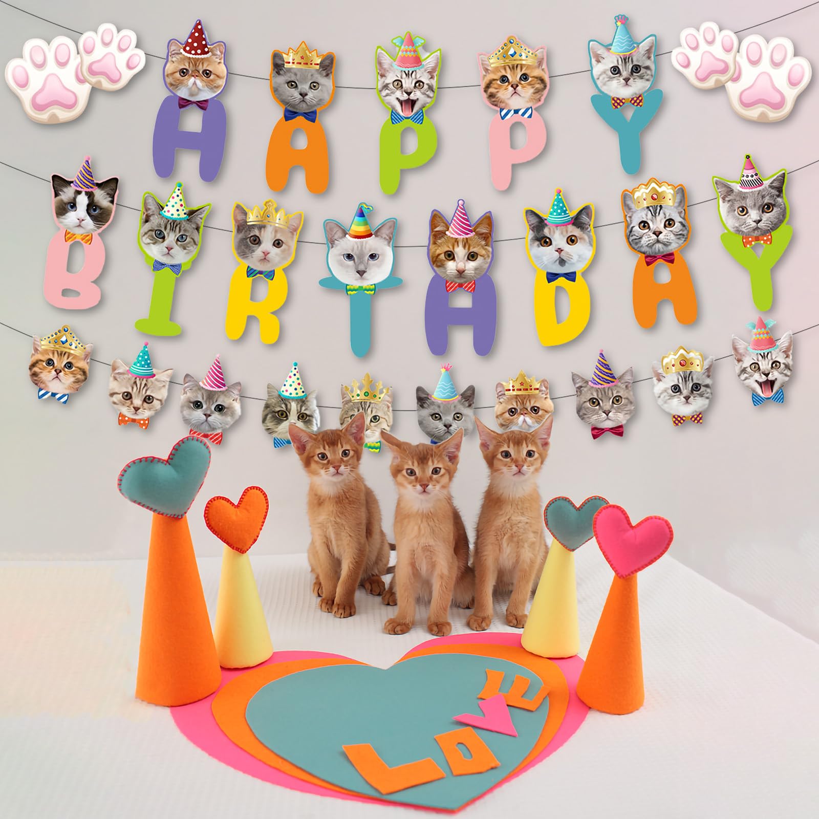 Snapklik.com : Cat Birtdhay Party Banner Decorations Set Of 3 Cat ...