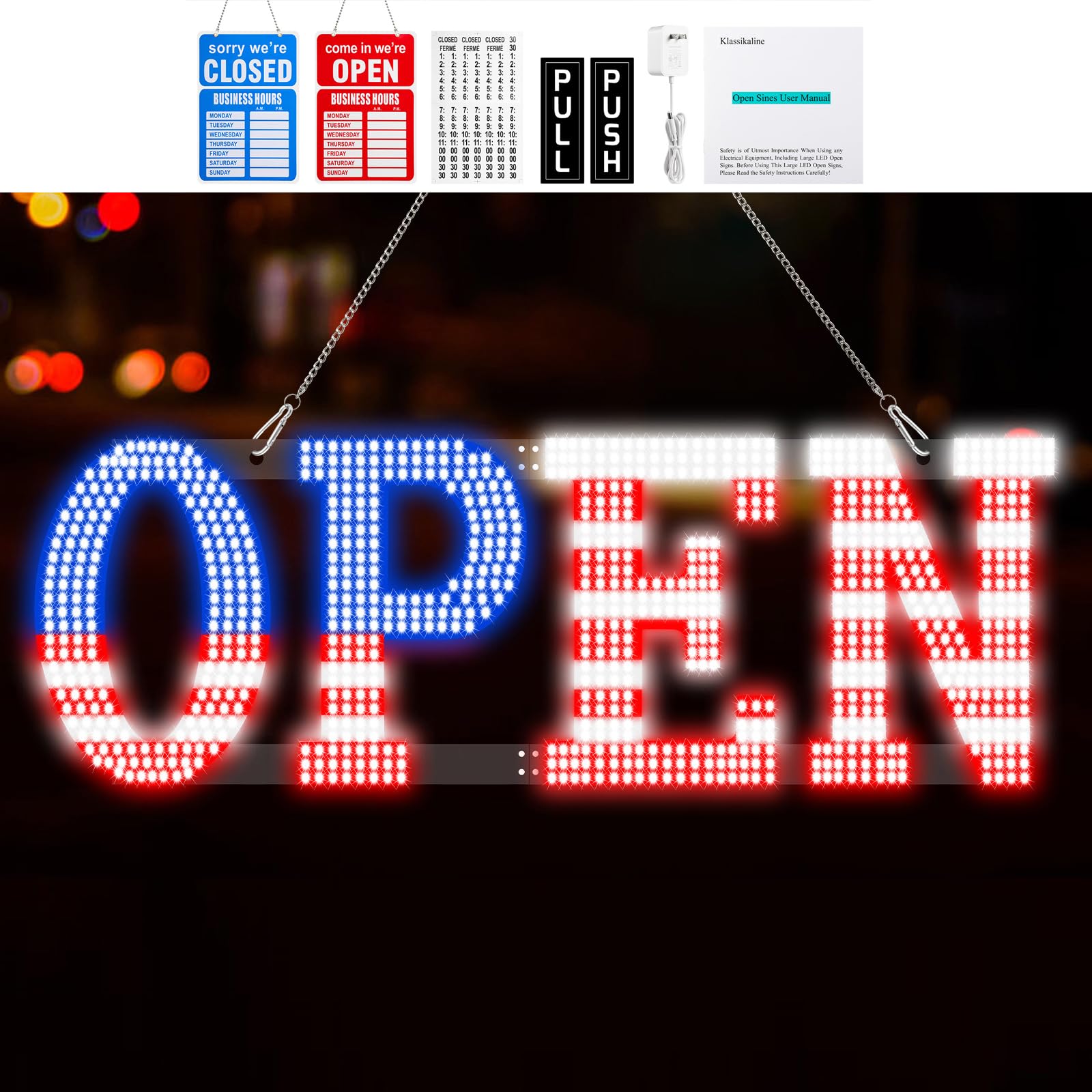 Amazon.com : Open Signs for Business, klassikaline Ultra Bright Large ...