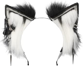 Kidukso Metal Punk Cat Ears Faux Fur Headdress - Cool Animal Ears ...