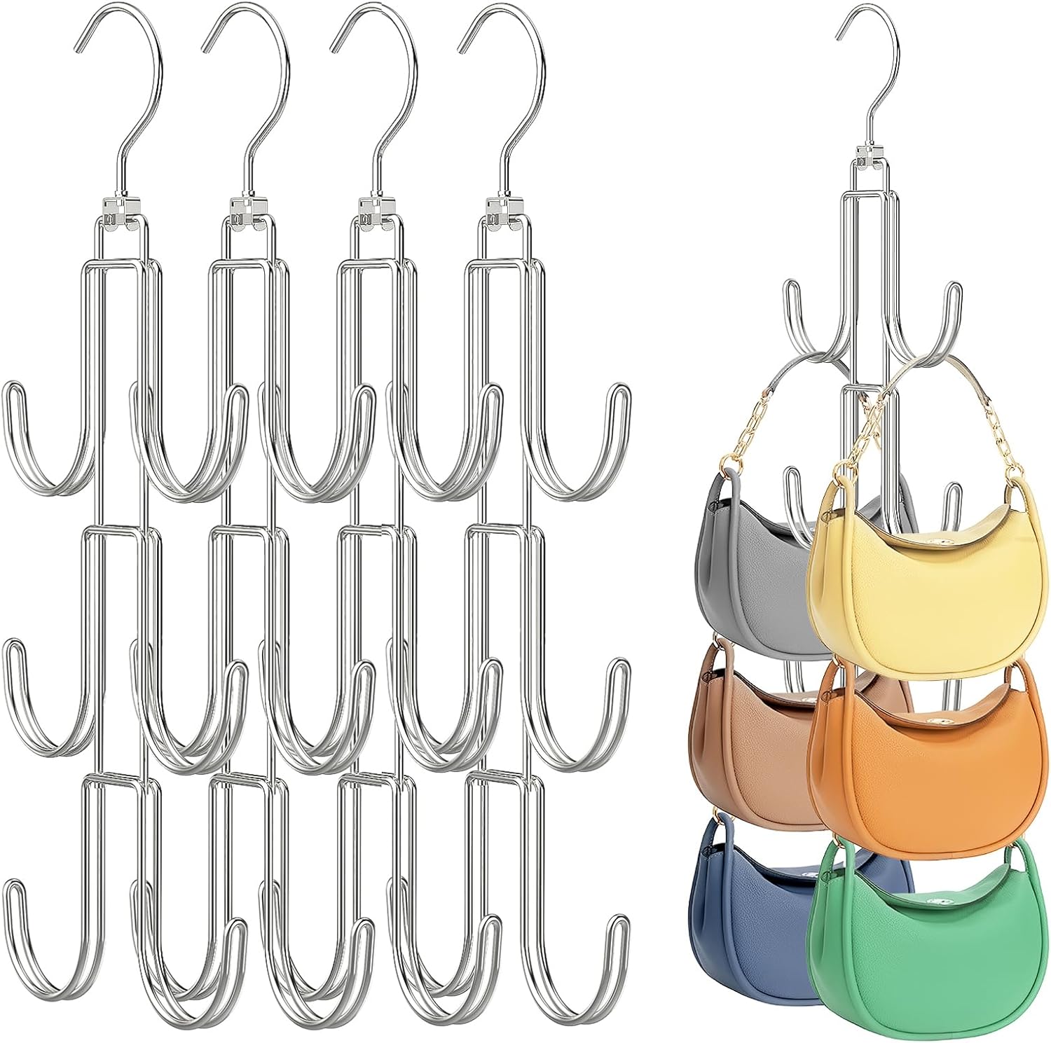 Amazon.com: Purse Hanger Organizer for Closet 4 Pack, Metal Purse Rack ...