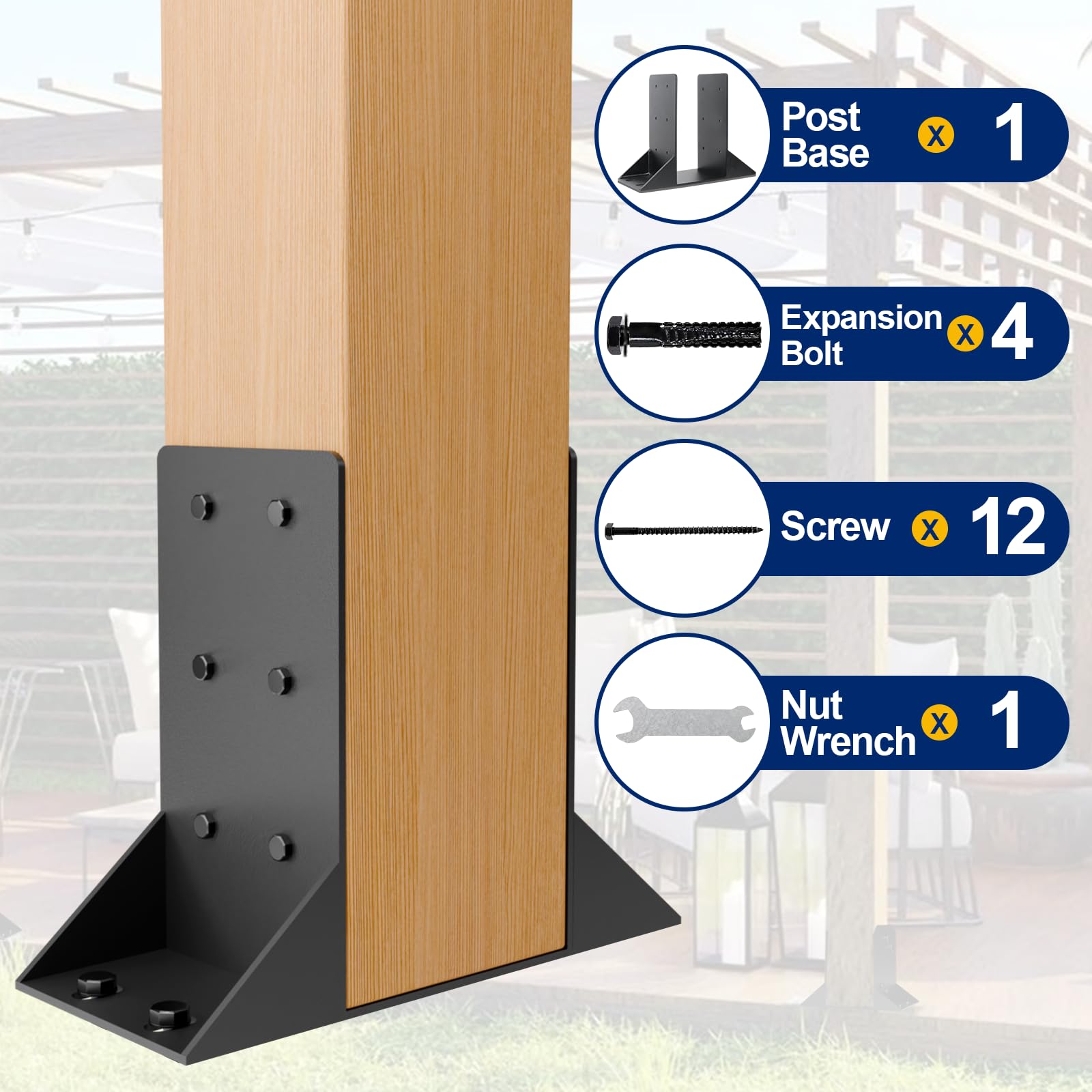 Snapklik.com : 6x6 Post Base 1 Pc, Inner Size 56"x56" Wood Post Bracket ...