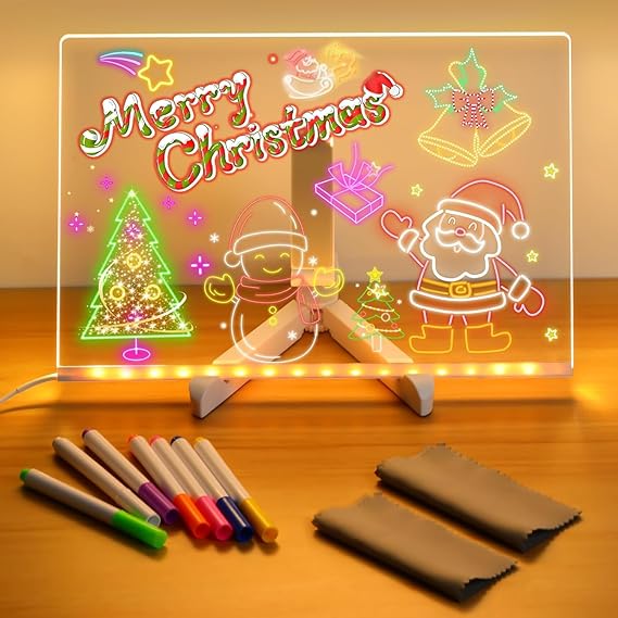 Amazon.com: LED Note Board with Colors,Glowing Acrylic Dry Erase Board ...