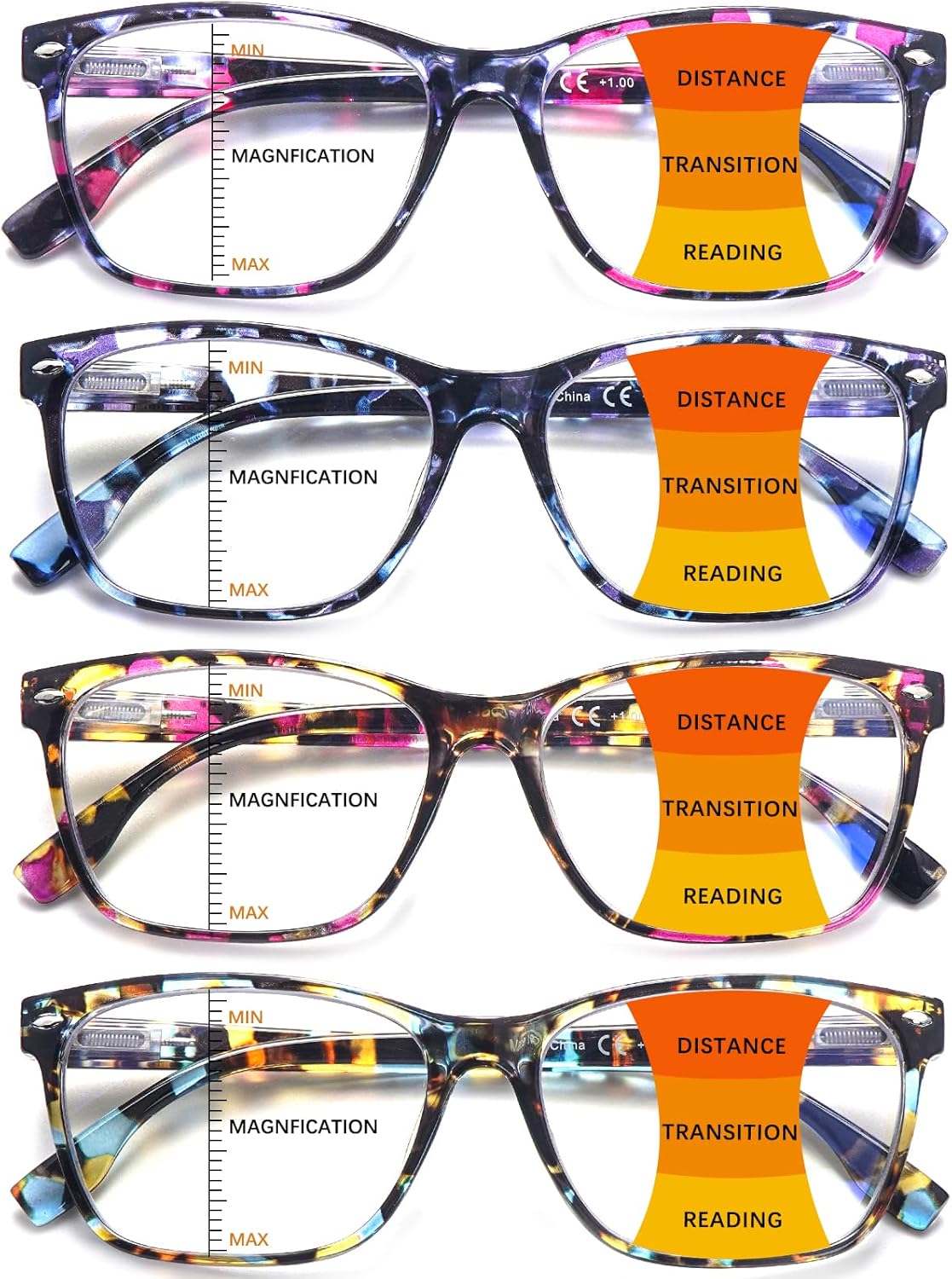 CLASAGA Lunettes de lecture progressives multifocus pour femme - Bloque ...