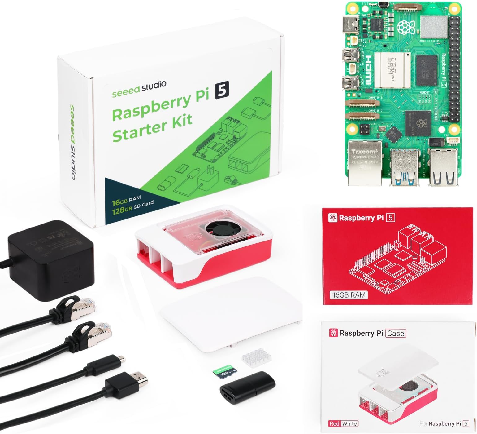 Amazon.com: Raspberry Pi 5 Starter Kit - 16GB RAM，128GB Micro SD Card pre-Loaded with 64-bit ...