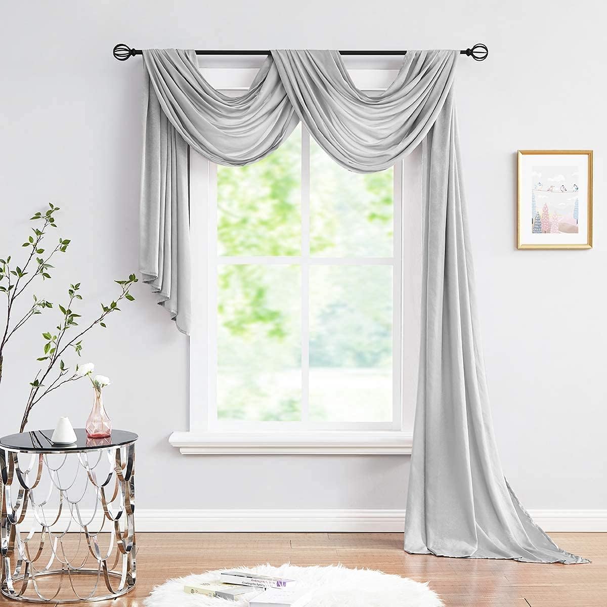 Amazon.com: Decotex Premium Quality Sheer Voile Scarf Valance for Home ...