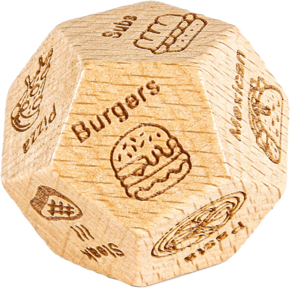 Amazon.com: lasuroa Wooden Food Decider Dice, 12 Sided Date Night ...