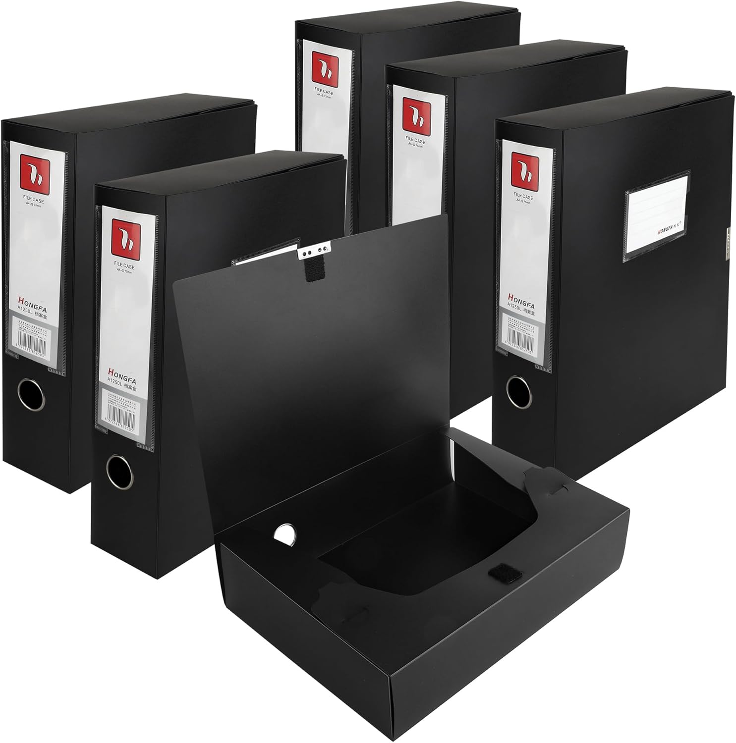 YKUKIZEE 6 Pack A4 Box Files Office Black, 75 mm Spine A4 Document Box ...