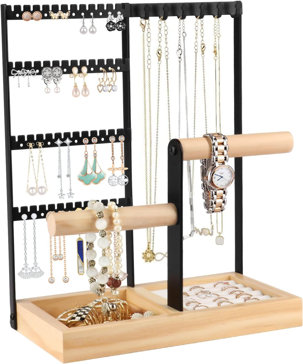 Amazon.com: Shengfoo Jewelry Organizer,4 Tier Earring Organizer for Necklace Bracelet Display ...