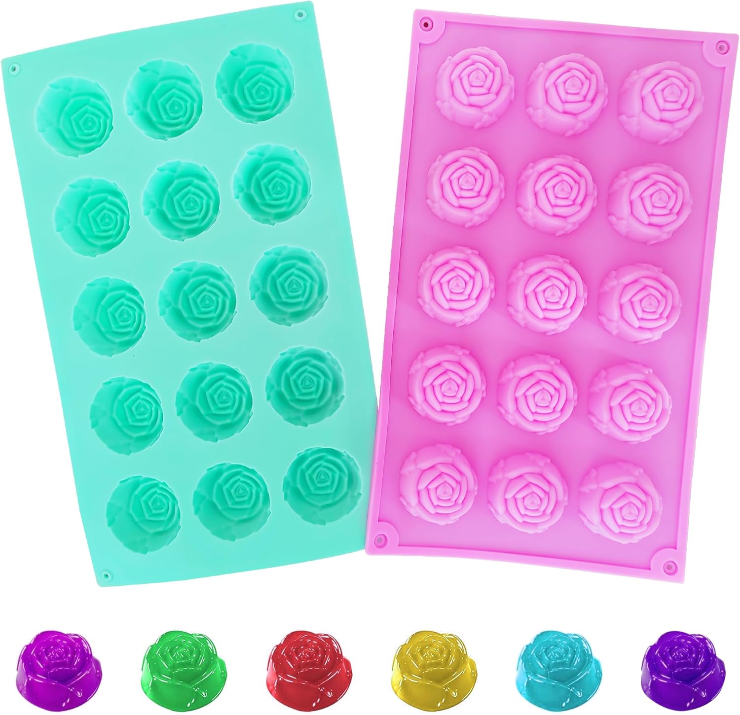Amazon.com: 2 Pcs Rose Mold Silicone, Non-Stick Soap Molds, Reusable ...