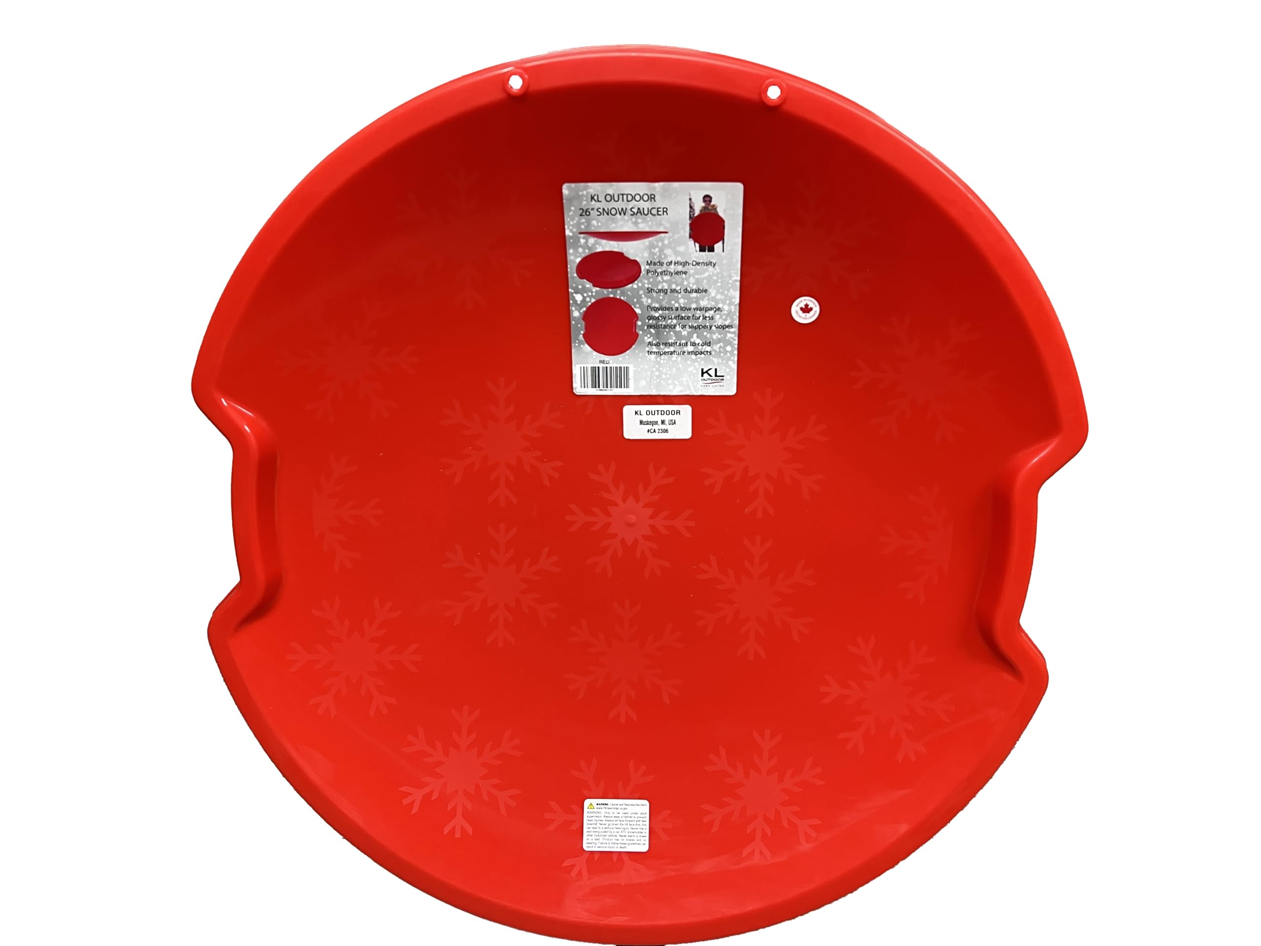 Amazon.com : KL Outdoor 26” Red Snow Saucer – Plastic Disc Sled with ...