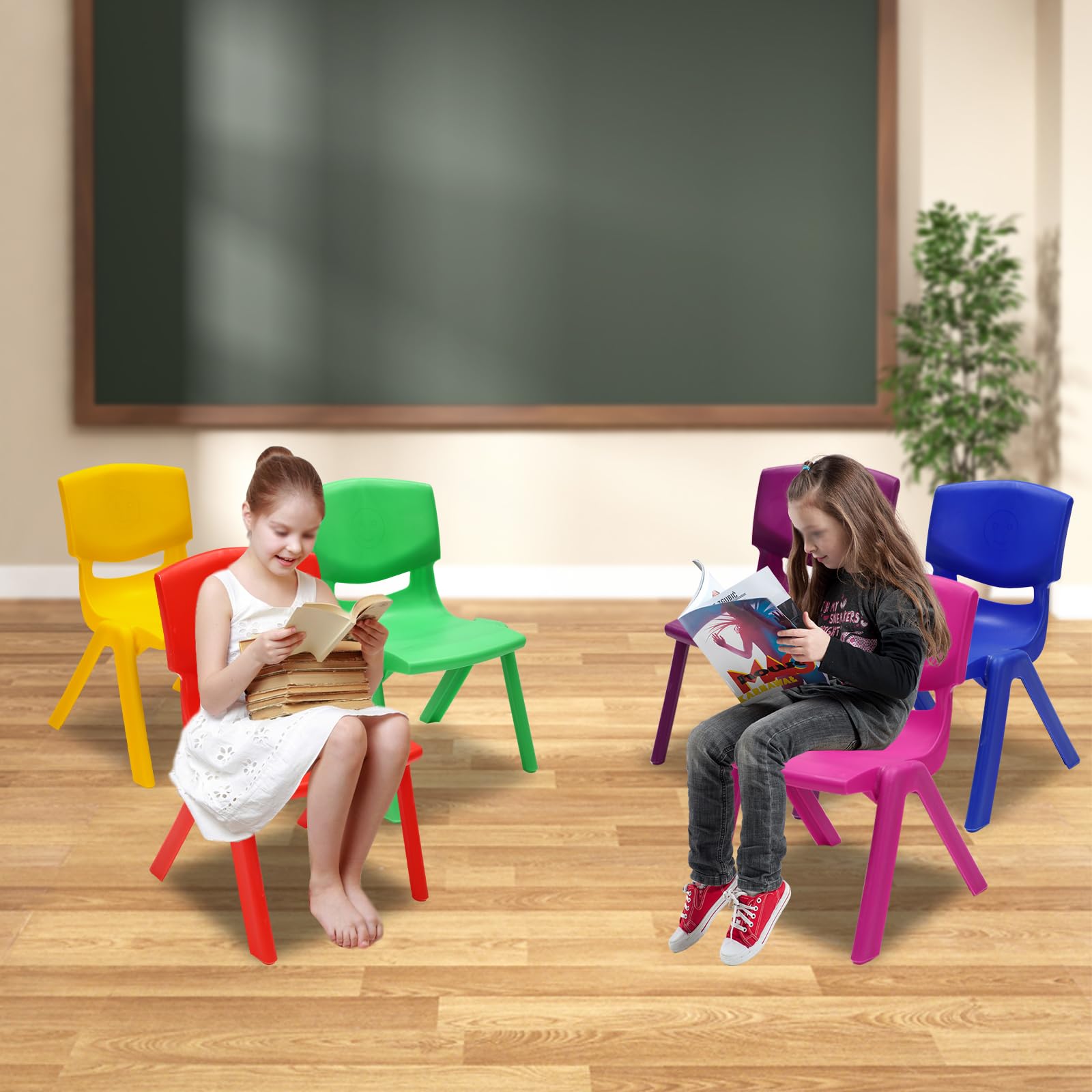 2Pcs Stackable School Chairs with 11inch Seat Height, Colorful School ...