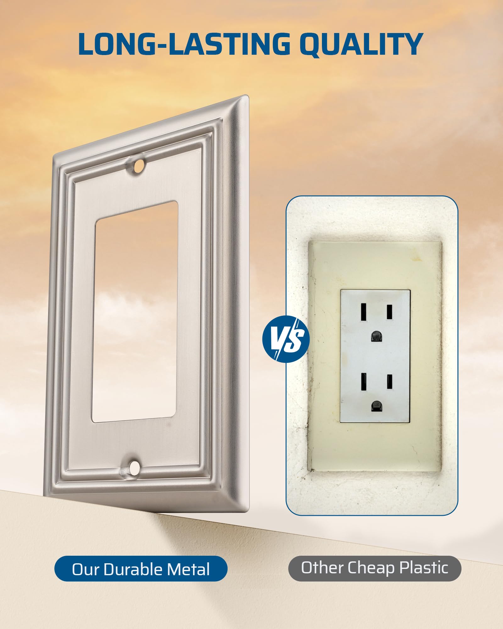 Snapklik.com : 4-Pack Metal Wall Outlet Cover, Decorator Wall Plates ...