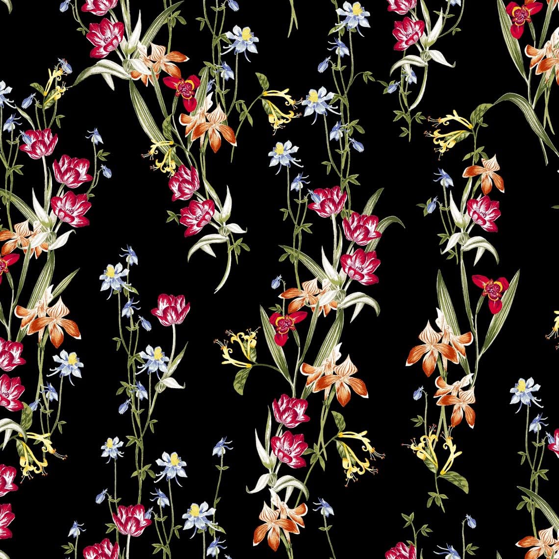 Amazon.com: Texco Inc Flowers Poly Spandex Medium Floral Printed DTY ...