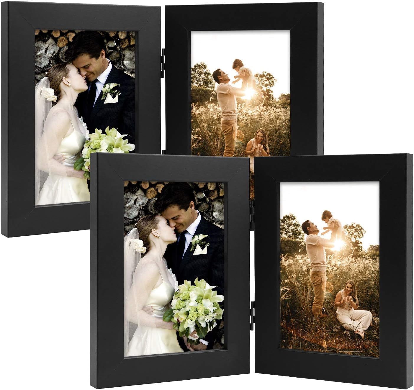 Amazon.com - Golden State Art, 4x6 Double Picture Frame Vertical Hinged ...