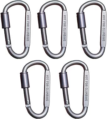 Amazon.com: 5Pack Aluminum D Ring Key Rings Hiking Clips Locking ...