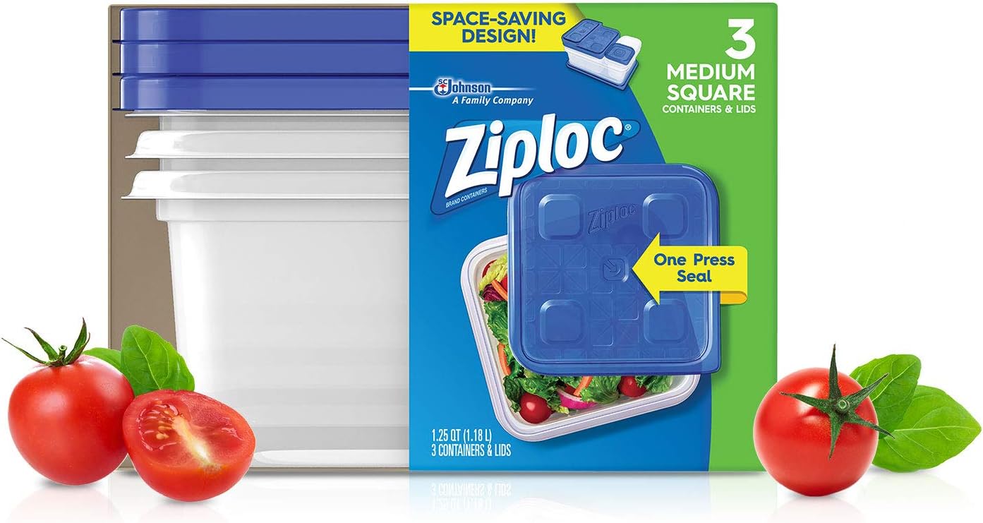 Amazon.com: Ziploc Container, Medium Square,3 Count (Pack of 1 ...